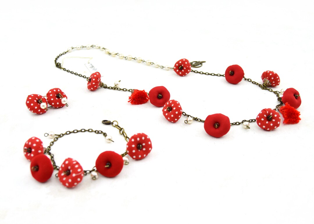 Bohemian Cloth Jewelry Set, Vintage Style Cloth Jewelry Set, Multicolor ...