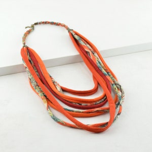 African Style Necklace, Bohemian Fabric Necklace, Full Color Bohochic ...