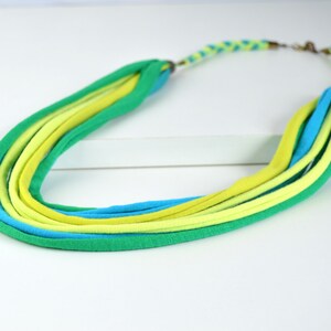 Multicolored Trapillo Necklace, Colorful Fabric Strips Necklace, Very ...