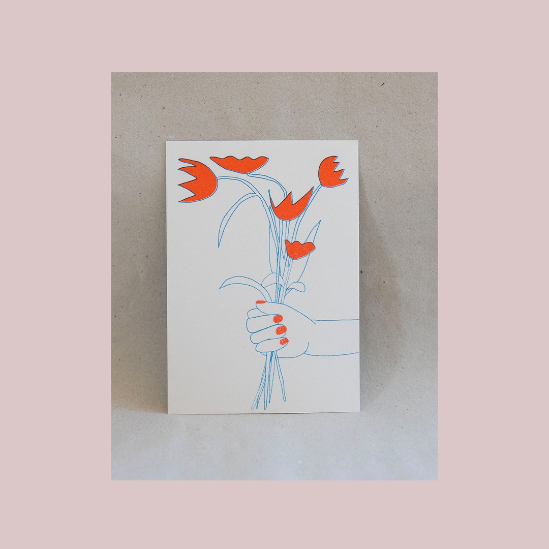 Card / Greeting Card / Postcard / Bouquet / Risoprint / Riso / Flowers ...