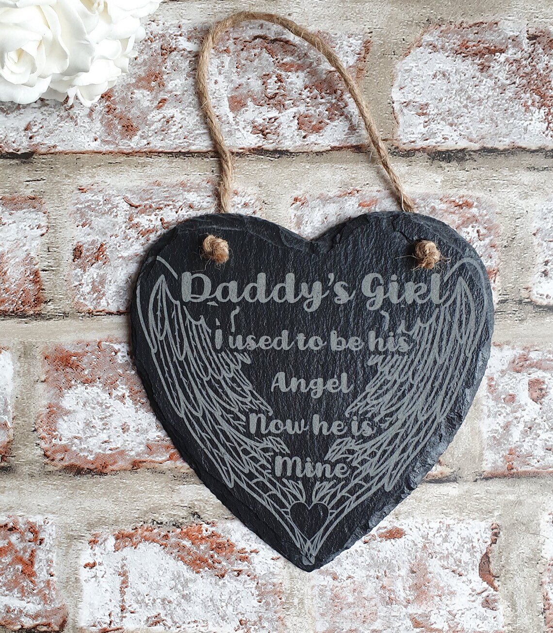 Daddys Angel Memorial Plaque, Angel Wings, Dad, Father, Laser Engraved ...