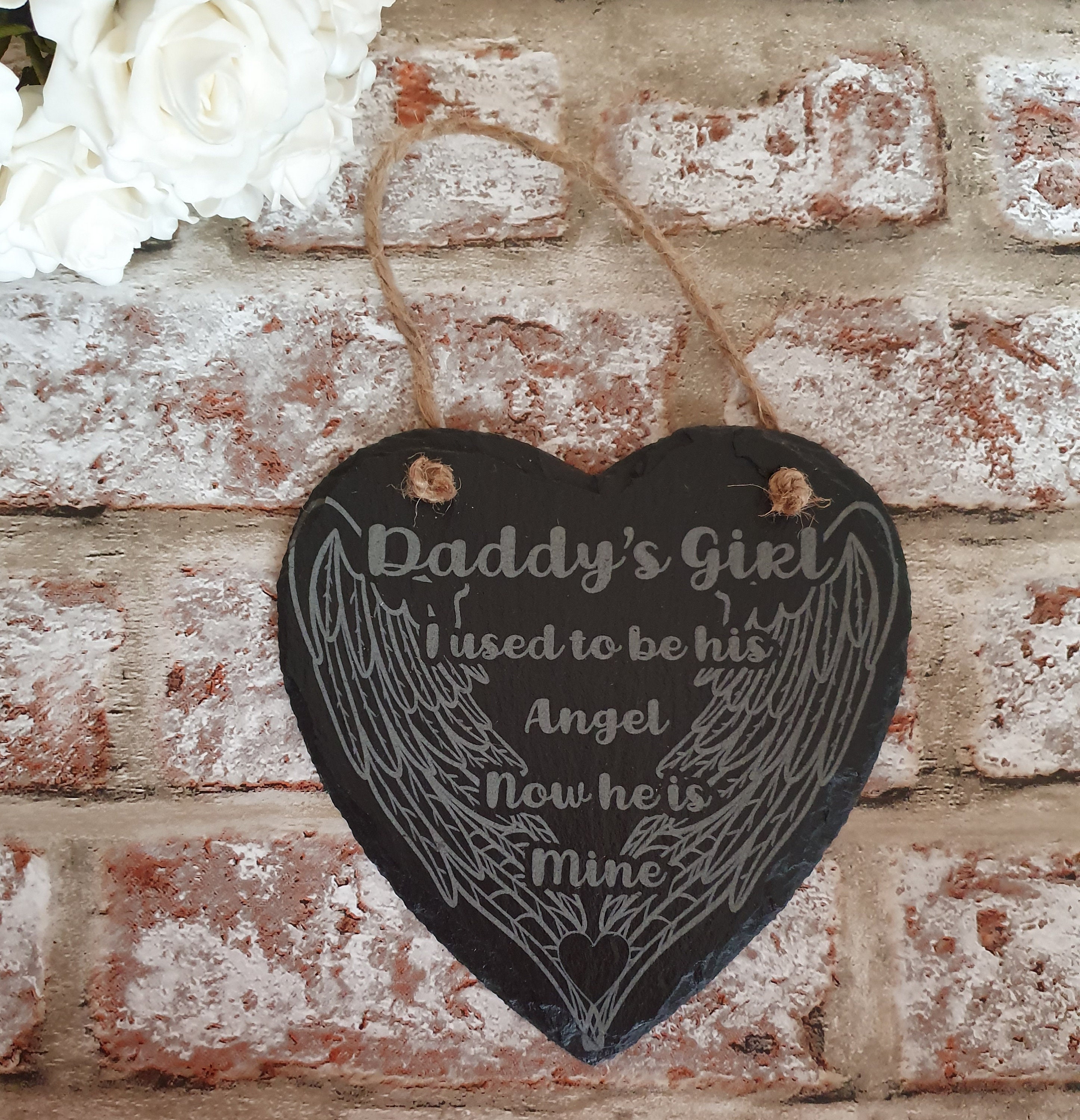 Daddys Angel Memorial Plaque, Angel Wings, Dad, Father, Laser Engraved ...