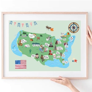 Literary Map of the United States, Classic Literature Locations Map ...