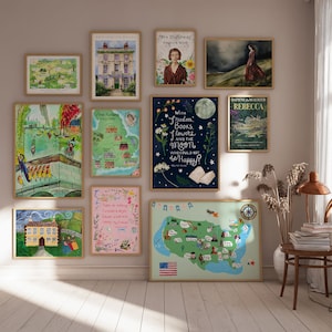 Jane Austen Map of England Art Print, Jane Austen Story Map Poster ...