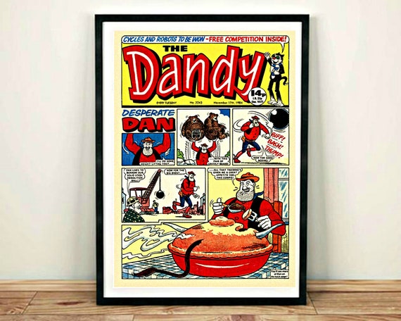 The Dandy Comic Print Desperate Dan Print Book Cover | Etsy