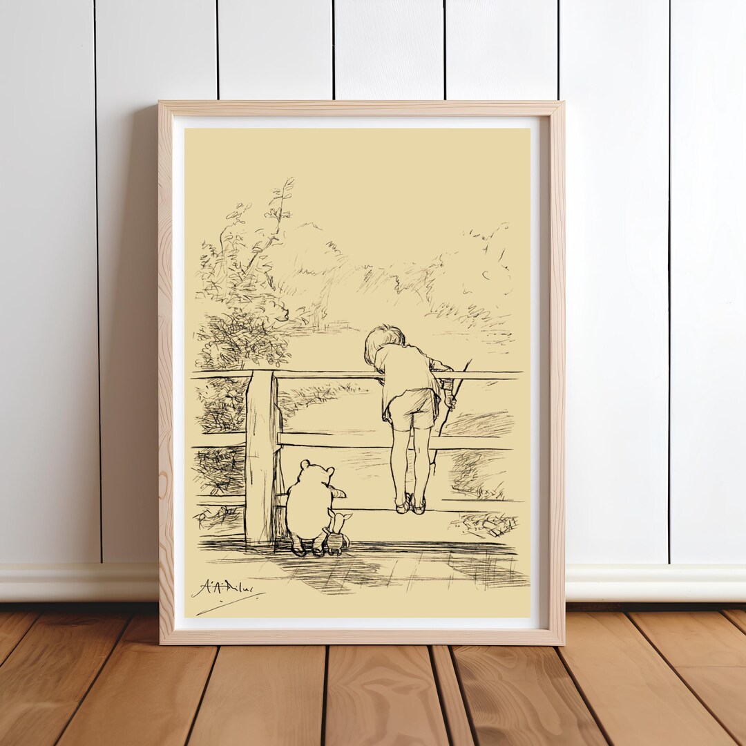 Pooh Sticks Winnie the Pooh Illustration Art Poster, AA Milne Art Print ...
