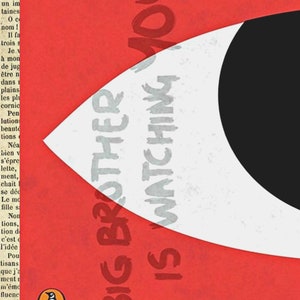 1984 Book Print, George Orwell Print, Big Brother, Book Cover, Art ...