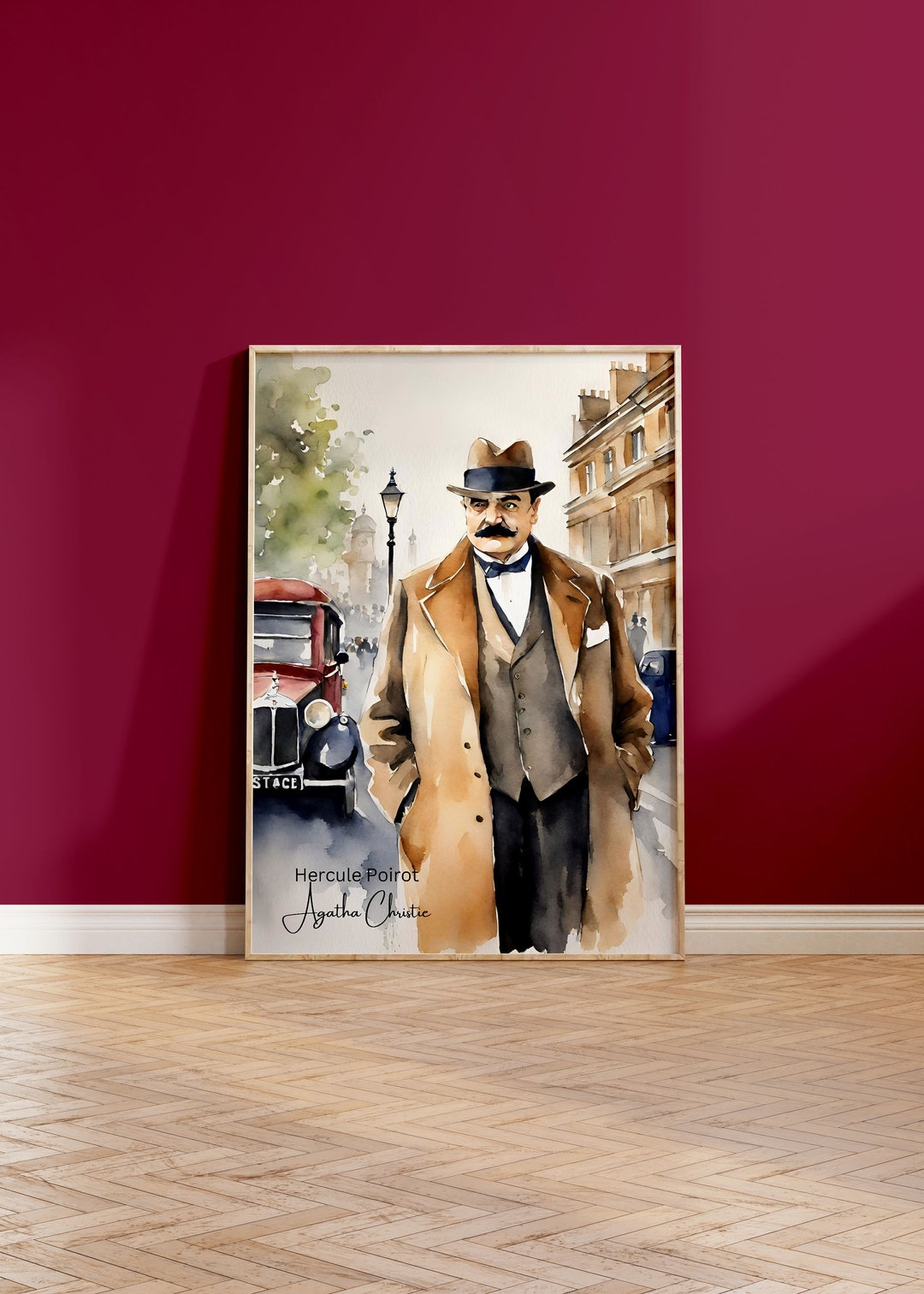 Hercule Poirot by Agatha Christie | Wall Art Print, Watercolour ...