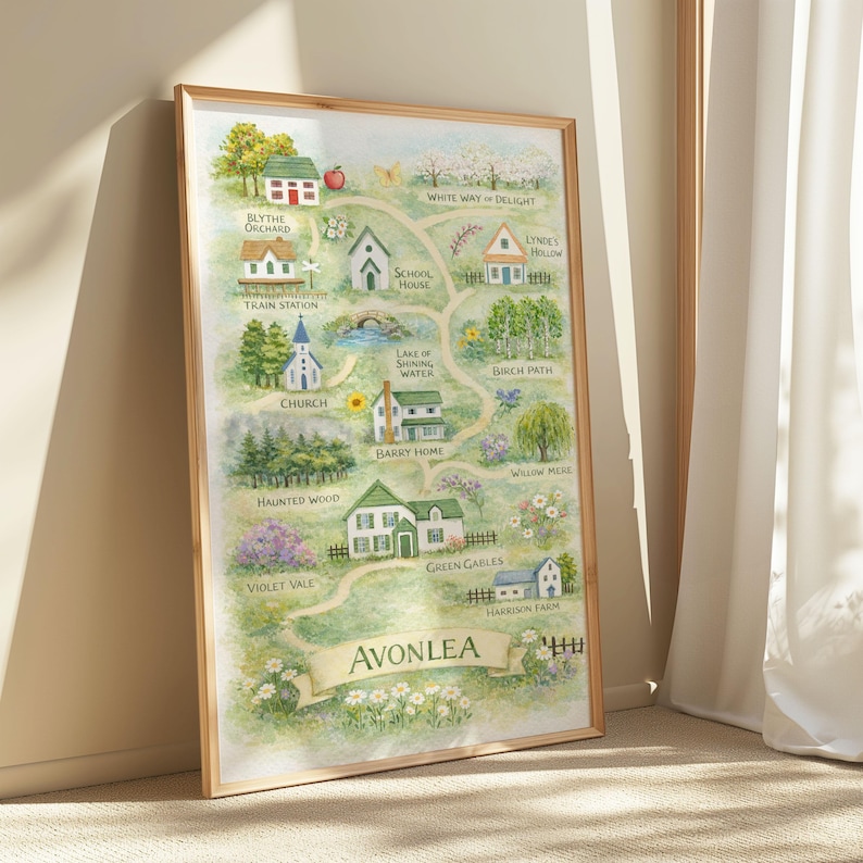 Avonlea Map Watercolour Print | Anne of Green Gables Inspired Literary ...