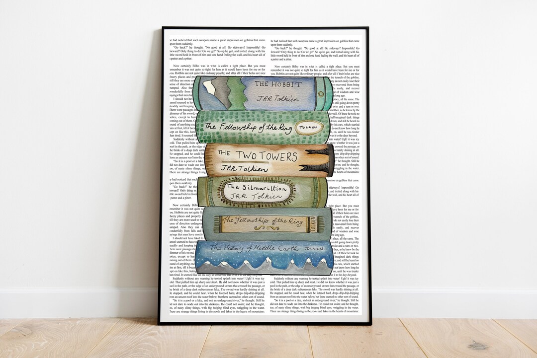 JRR Tolkien Book Stack Print Lord of the Rings the Hobbit - Etsy