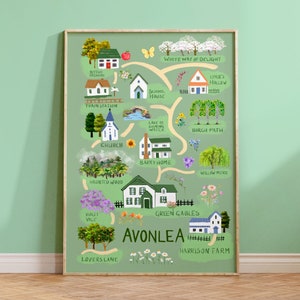 Anne of Green Gables Book Print, Lucy Maud Montgomery, Map of Avonlea ...