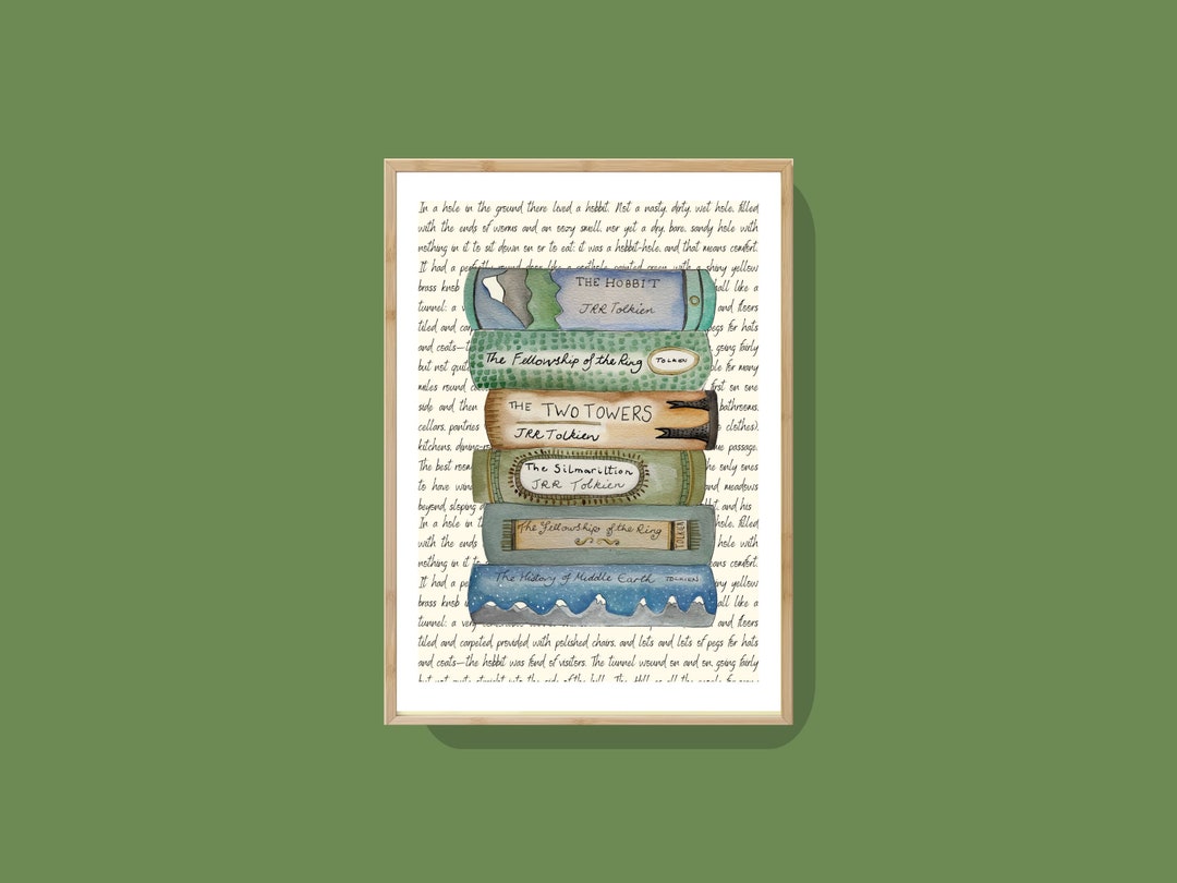 Lord of the Rings Book Stack Art, JRR Tolkien, Book Cover Design, the ...
