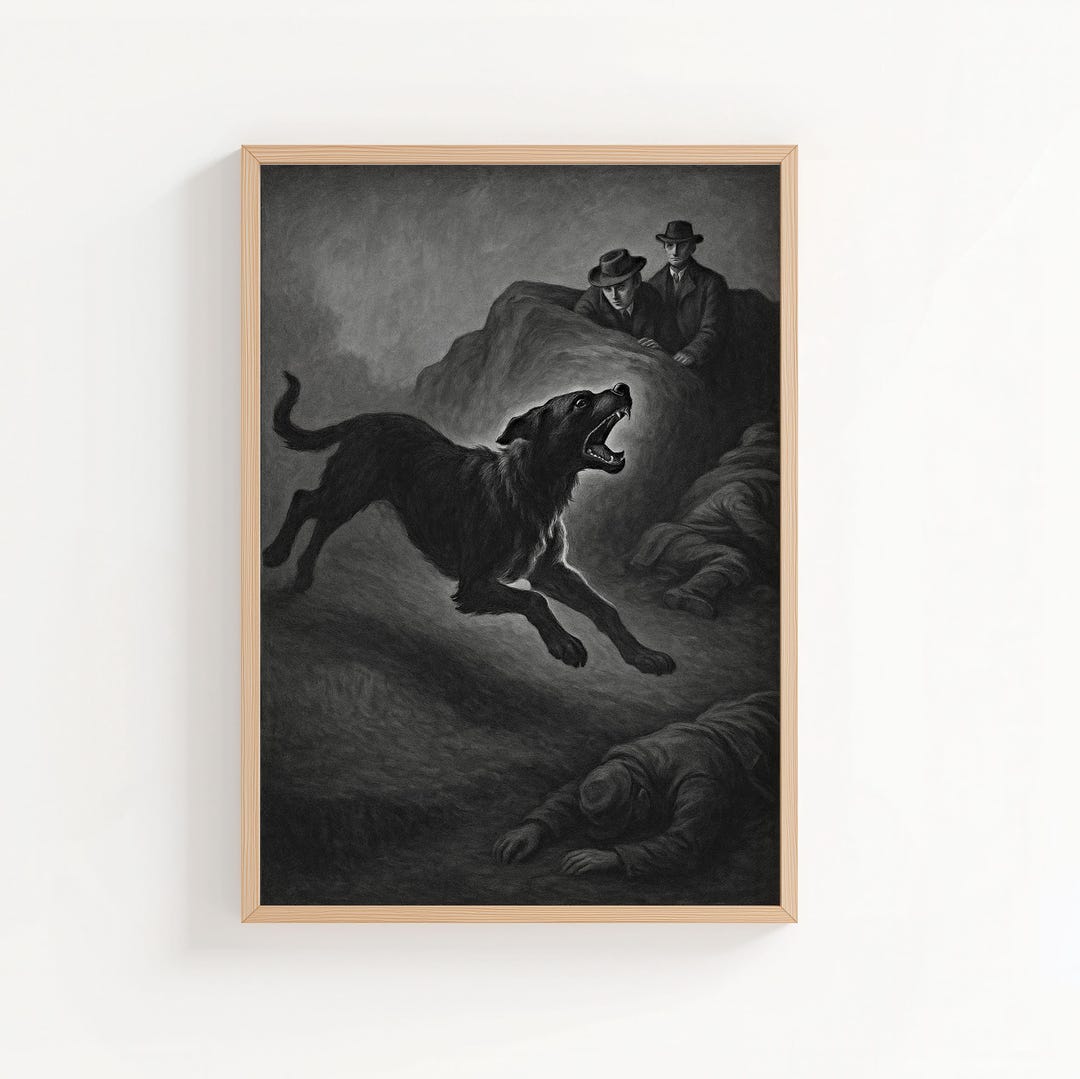 The Hound of the Baskervilles Art Print, Arthur Conan Doyle, Vintage ...