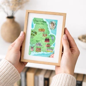 Jane Austen England Map Print | Pride and Prejudice Literary Map | Book ...