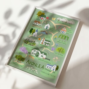 Anne of Green Gables Book Print, Lucy Maud Montgomery, Map of Avonlea ...