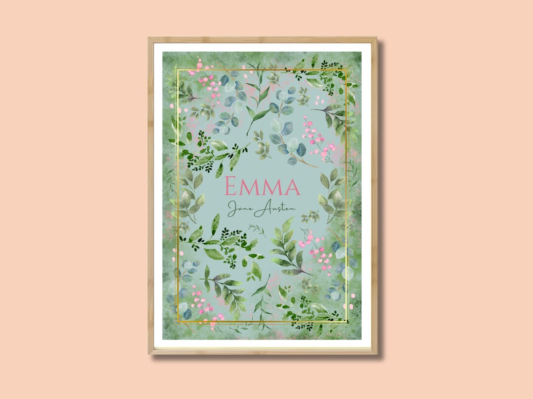 Emma by Jane Austen Book Cover Design Art Print, Jane Austen Poster ...