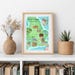 Jane Austen England Map Print | Pride and Prejudice Literary Map | Book ...
