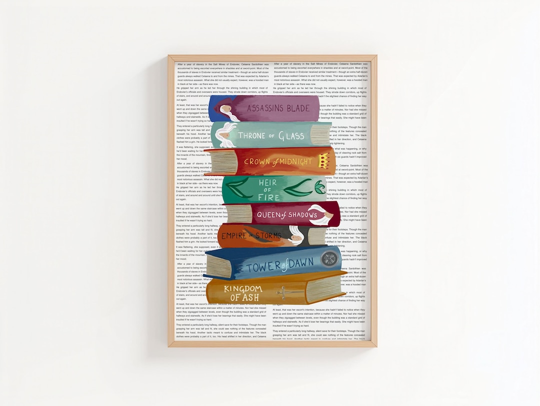 Throne of Glass Book Stack Art Print • Sarah J. Maas Illustration • TOG ...