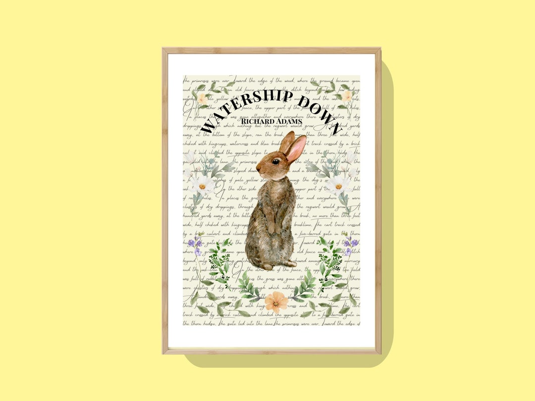 Watership Down Art Print, Richard Adams, Book Cover Design, Black ...