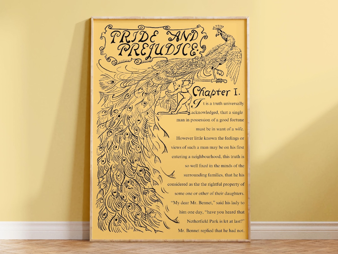 Pride and Prejudice Chapter One Art Print, First Edition Book Cover ...
