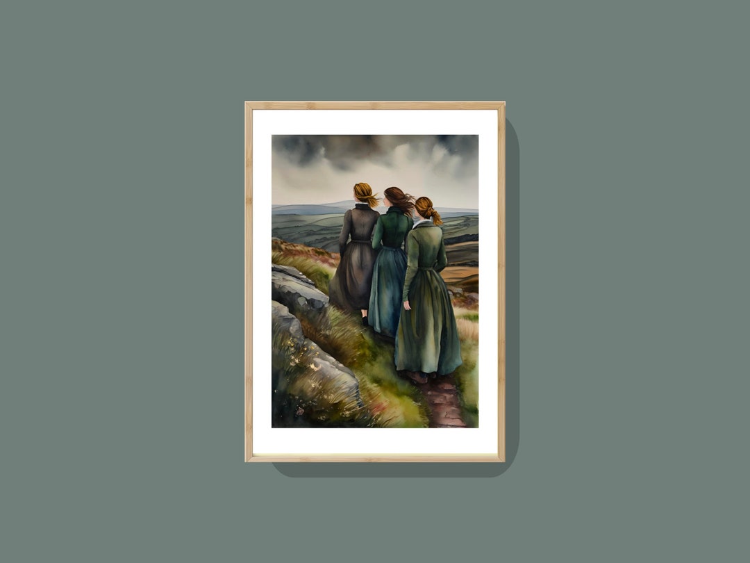 Bronte Sisters Portrait Watercolour Art Print, Gothic, Victorian, Emily ...