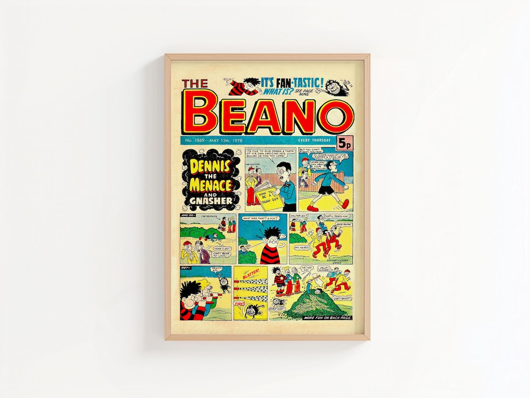 The Beano Vintage British Comic Cover Art Print • Retro 1970s Cartoon ...