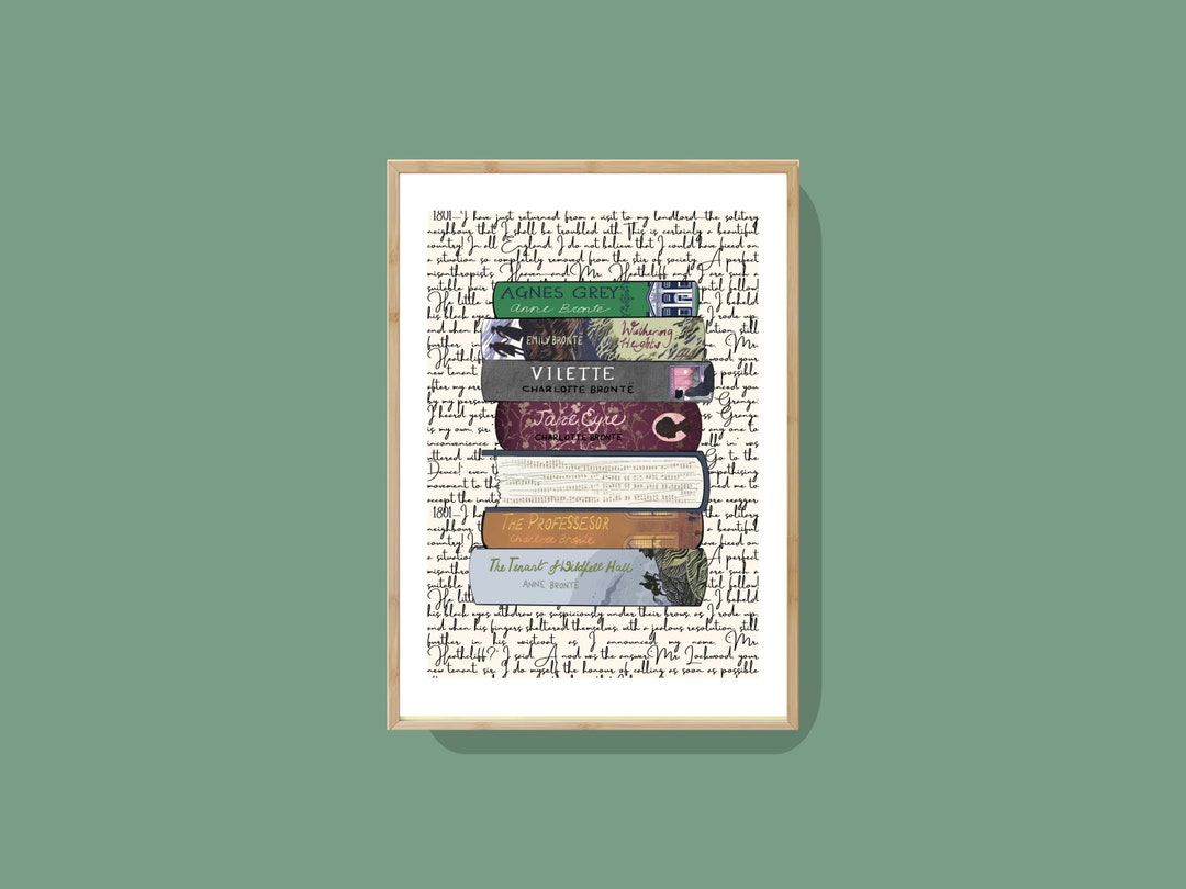 Bronte Book Stack Art Print, Book Spine Art, Book Cover Design, Emily Bronte Book Cover ...