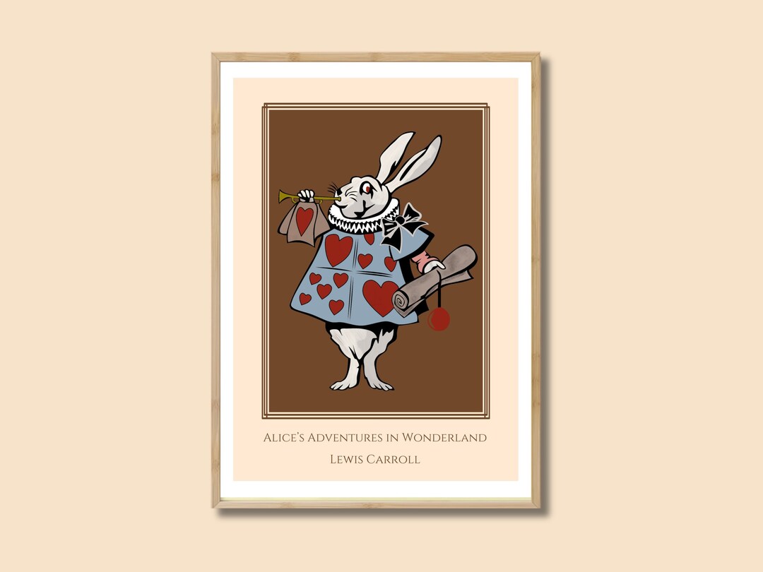 White Rabbit Book Cover Design Art Print, Alice in Wonderland Book ...