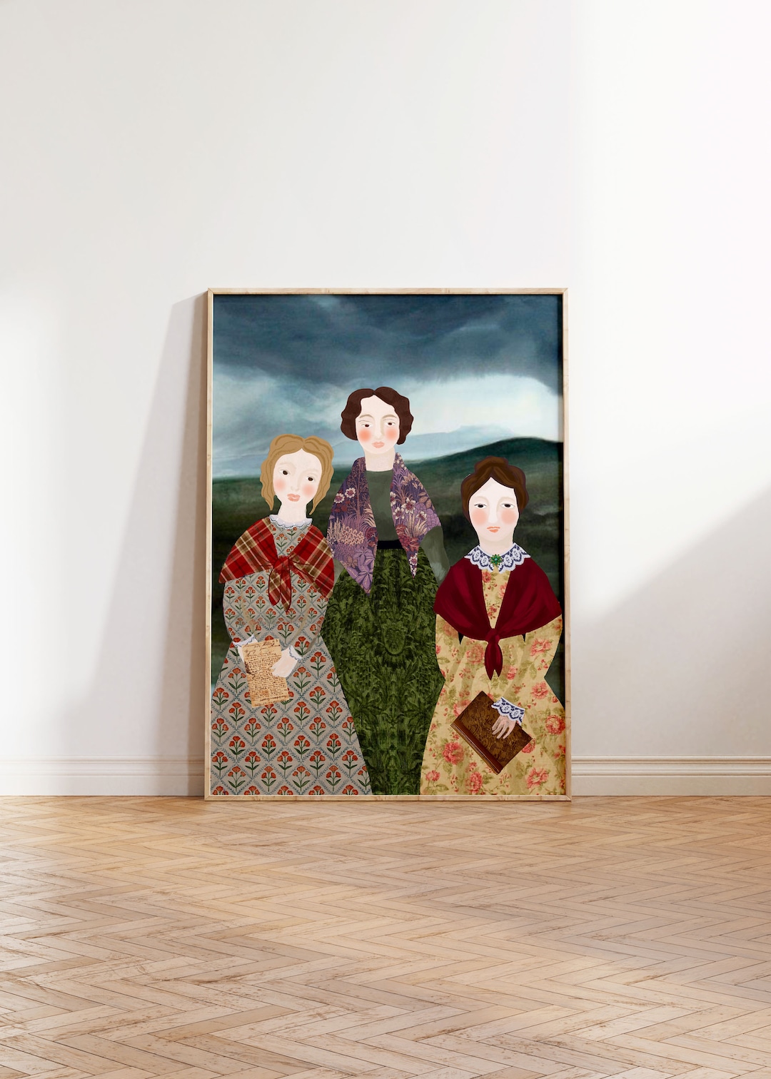 Bronte Sisters Portrait Wall Art, Emily Bronte, Charlotte Bronte ...
