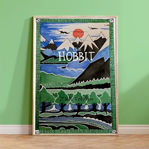 The Hobbit Book Cover Art Print, JRR Tolkien, Book Cover Design, Wall ...