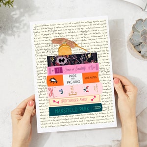 Jane Austen Collection Print, Book Cover Design, Jane Austen Picture ...