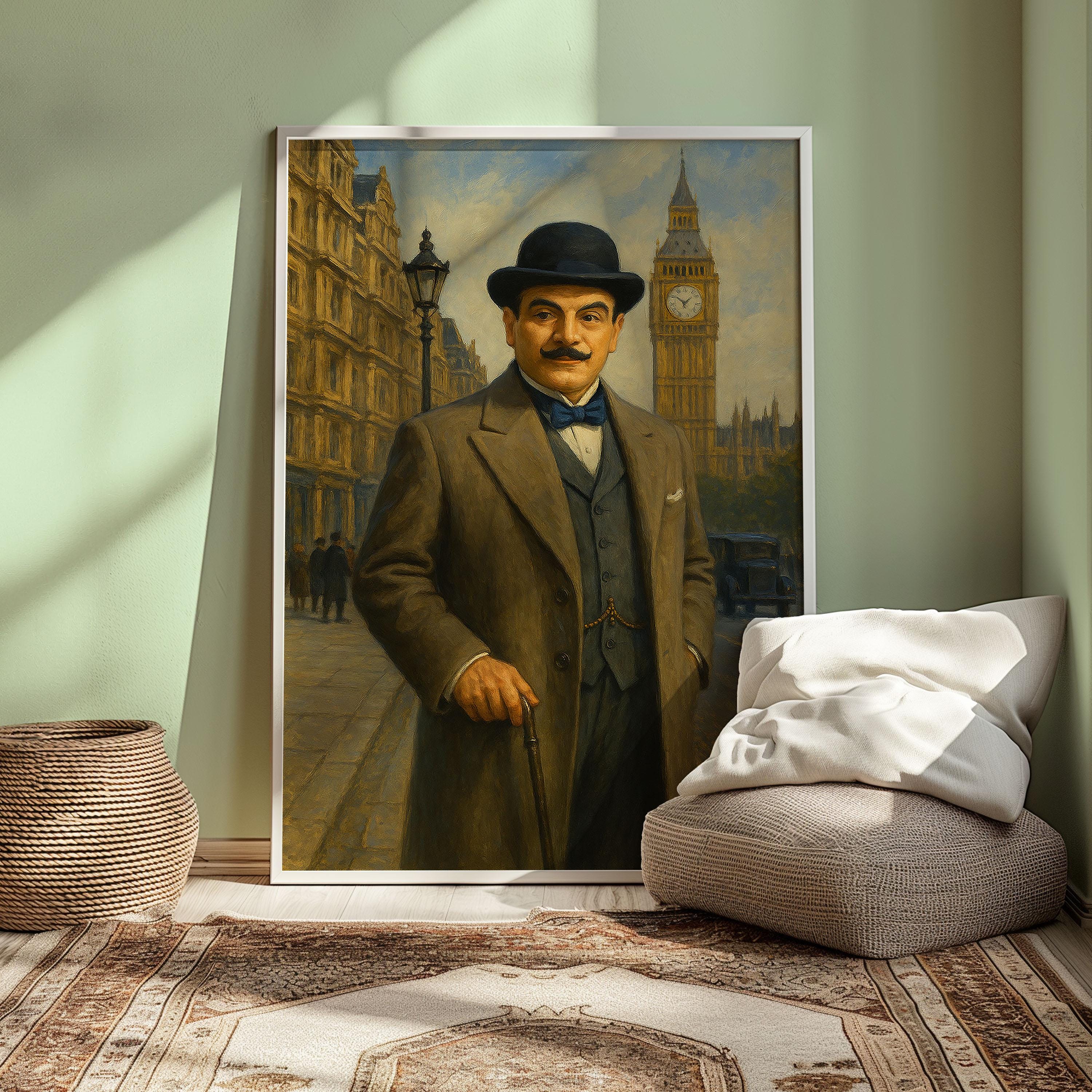 Hercule Poirot Portrait Art Print | Vintage London Detective Wall Art ...