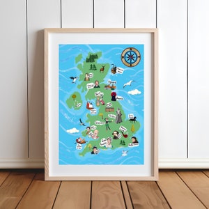 Literary Map of UK and Ireland, Classic Literature Locations Map ...