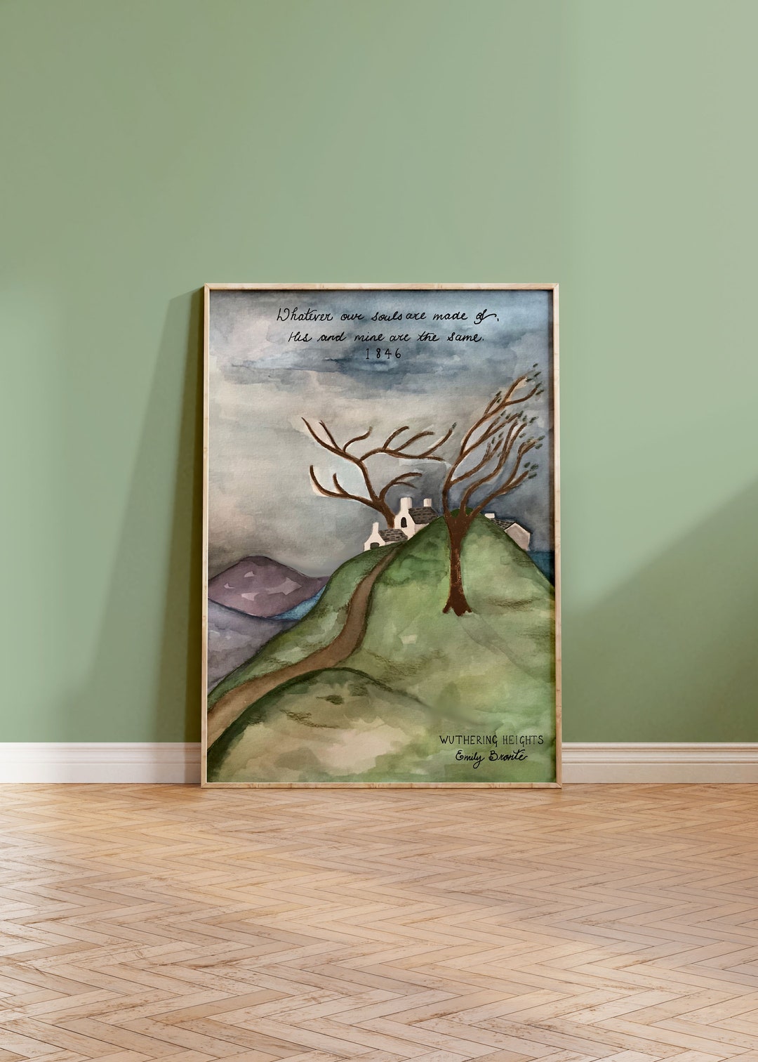 Wuthering Heights Art Print Emily Bronte, Watercolour Painting, Wall ...