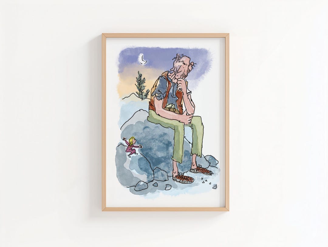 The BFG and Sophie Art Print | Whimsical Children’s Book Watercolour ...