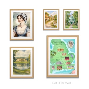 Jane Austen England Map Print | Pride and Prejudice Literary Map | Book ...