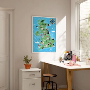 Literary Map of UK and Ireland, Classic Literature Locations Map ...