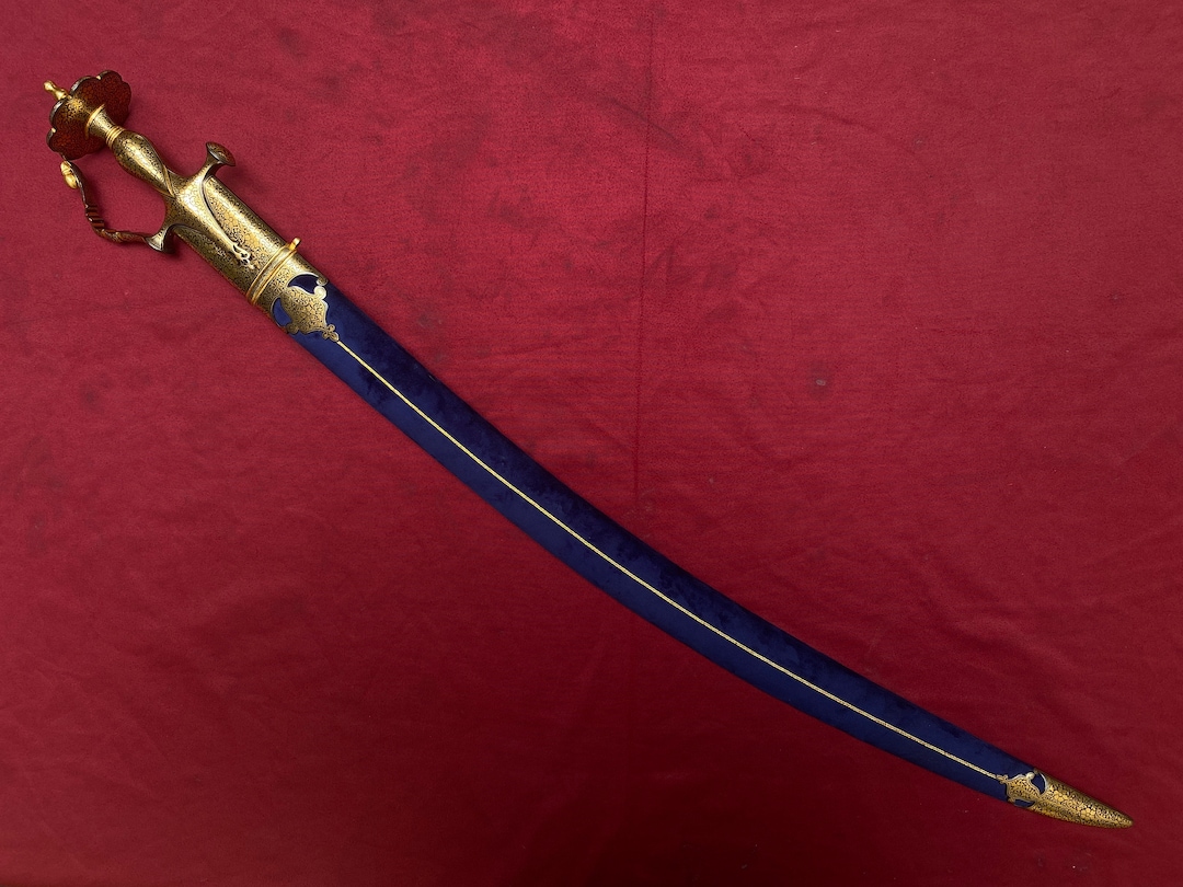Ceremonial Sikh Rajput Maratha Indian Royal Sword Talwar With Gold ...