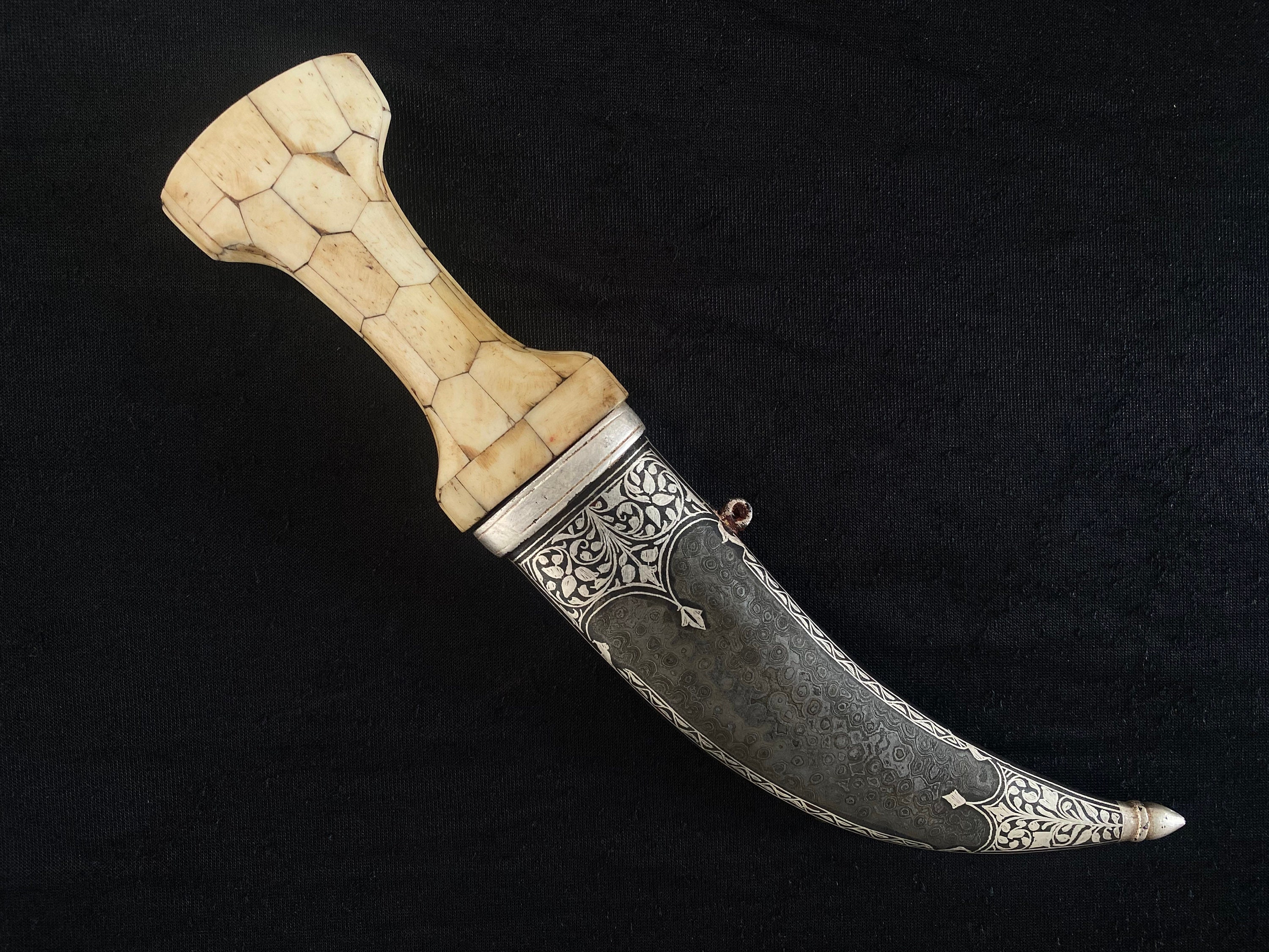Vintage Indo-persian Indian Dagger Khanjar Knife With Silver Damascened ...
