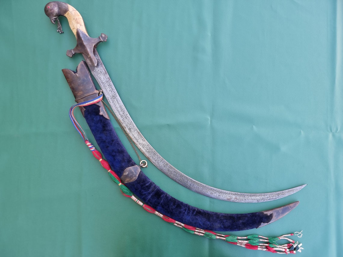 Vintage Indo Persian Mughal Sikh Sword Talwar Una With Parrot - Etsy