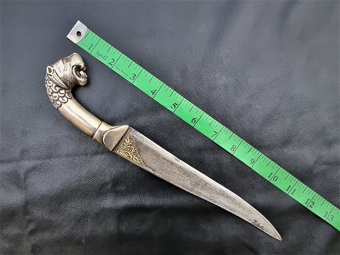 Vintage silver Lion head indo persian mughal dagger khanjar | Etsy