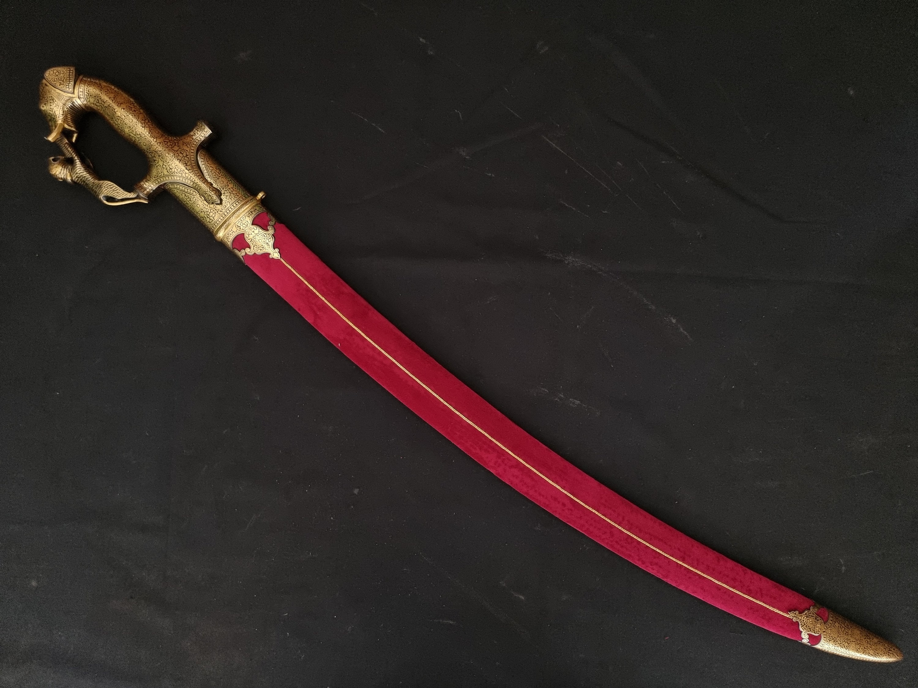 Vintage Indian Talwar Sword With an Original Elephant Tiger Hilt and ...