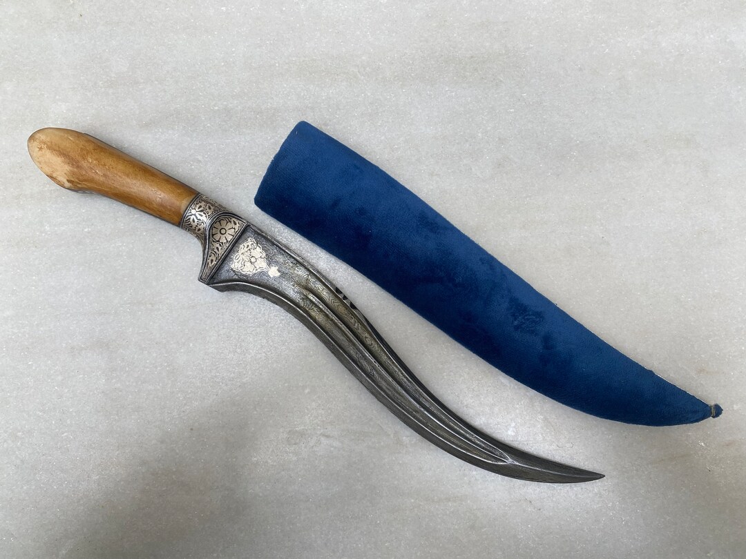 Indian Sikh Indo Persian Bone Hand Grip Dagger With a Nice Damascus ...