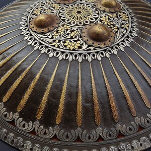 Vintage Old Mughal Ottoman Dhal Shield With Gold and Silver Damascened ...