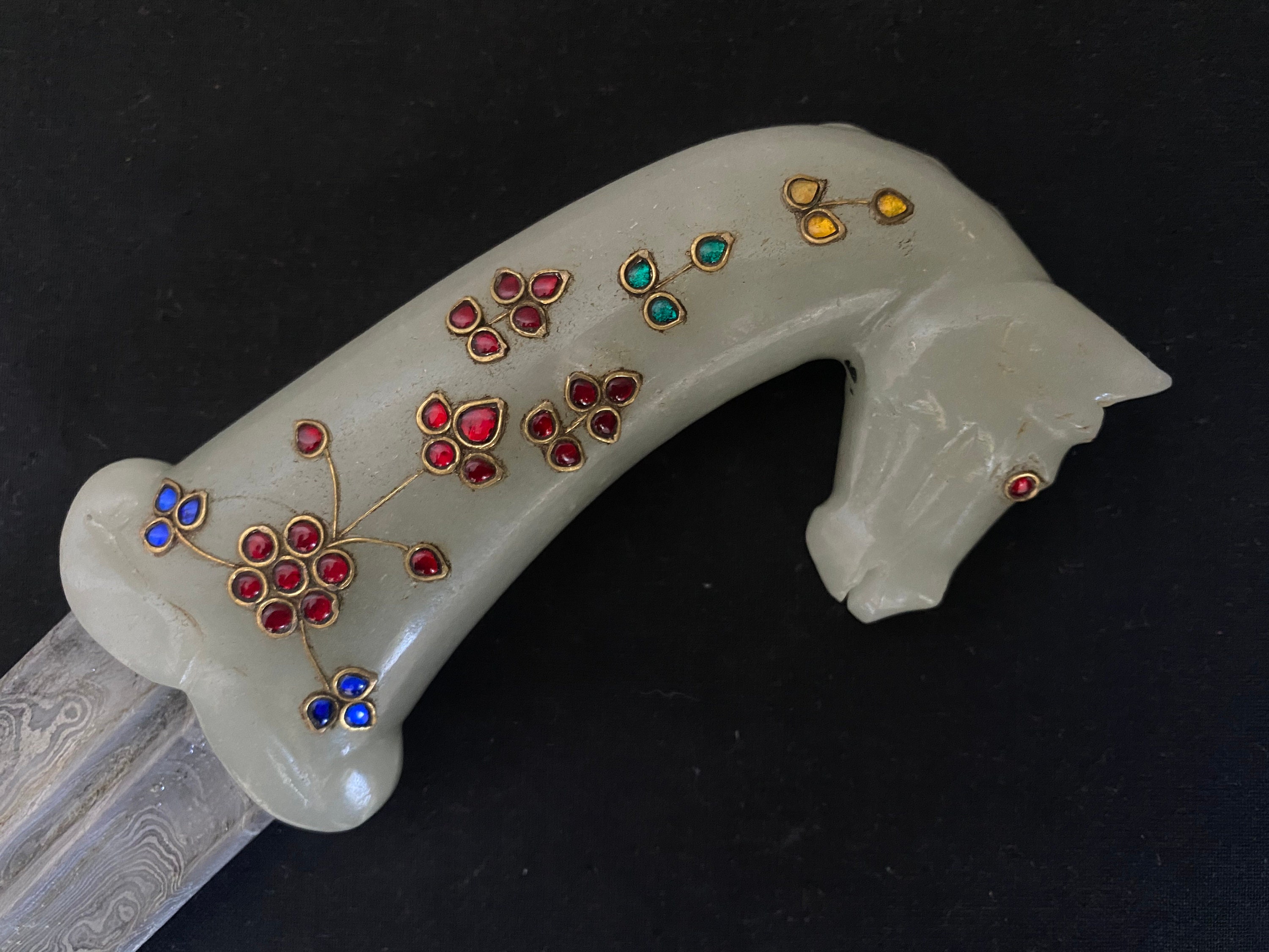 Indian Mughal Persian Vintage Dagger With a Jade Stone Hilt With ...