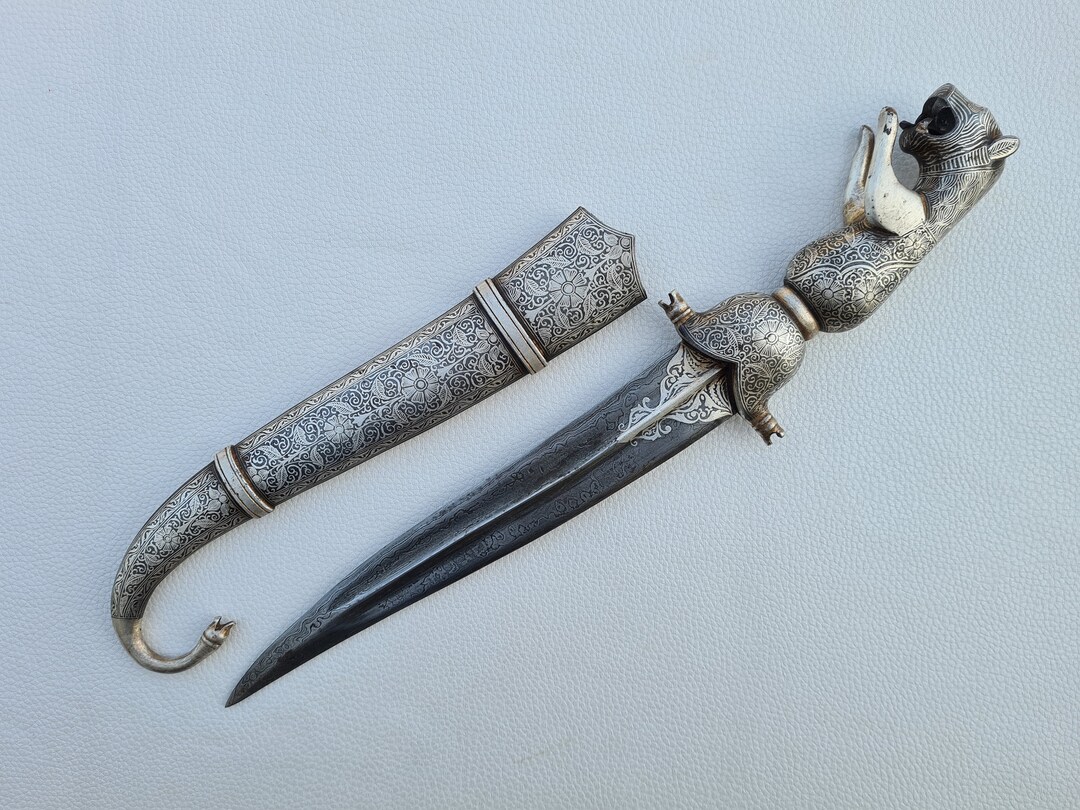 Indian Mughal Indo Persian Sikh Silver Overlay Koftgari Damascened ...