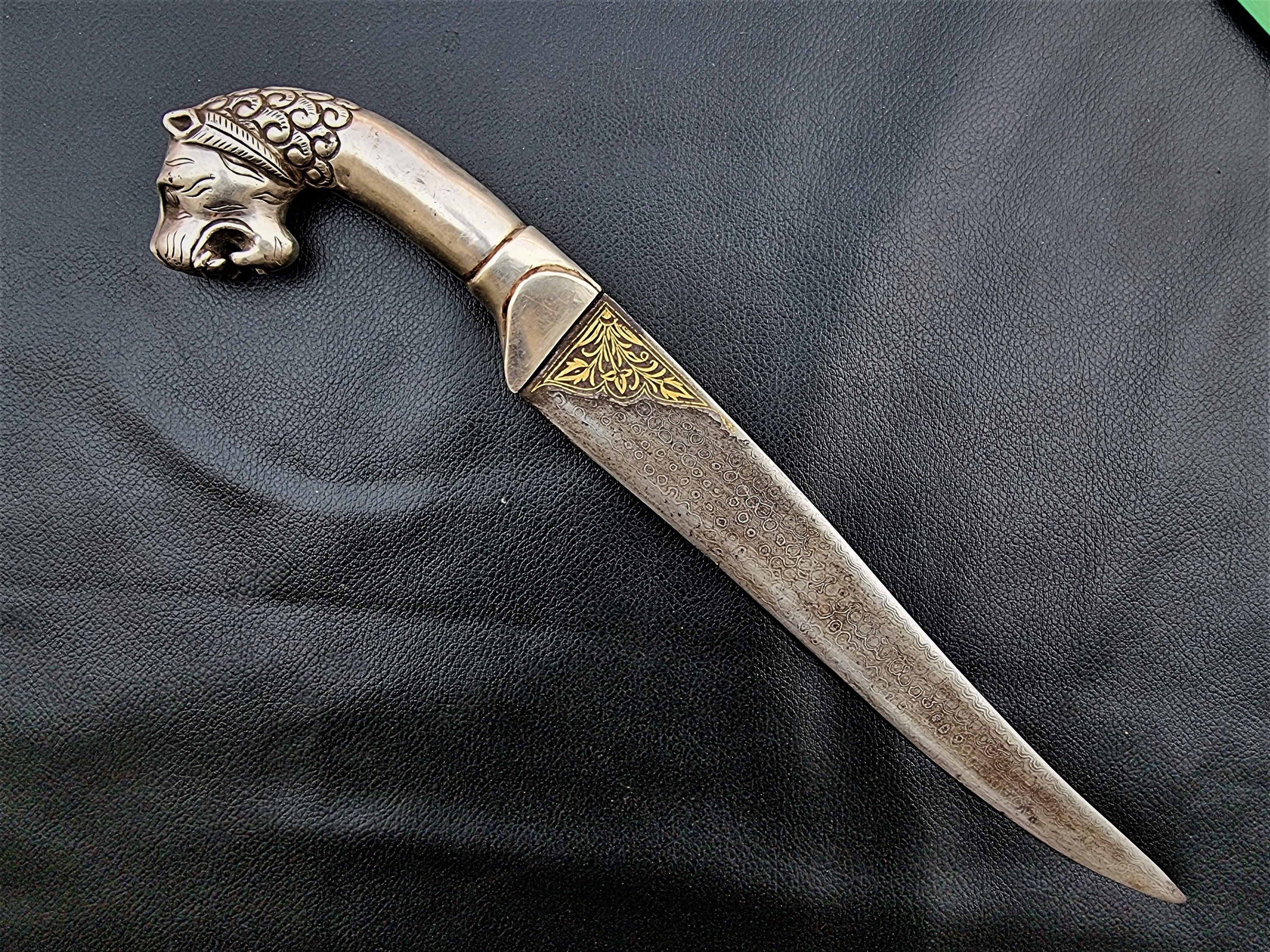 Vintage Silver Lion Head Indo Persian Mughal Dagger Khanjar - Etsy