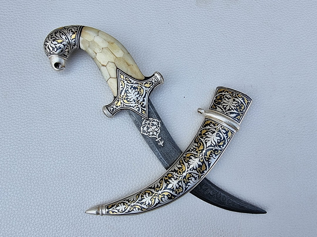 Assorted Indian, Mughal, Indo Persian Dagger With Parrot Hilt and Bone ...