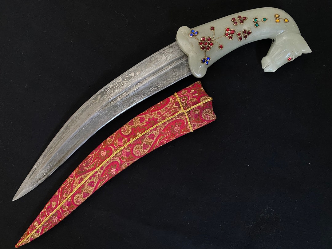 Indian Mughal Persian Vintage Dagger With a Jade Stone Hilt With ...