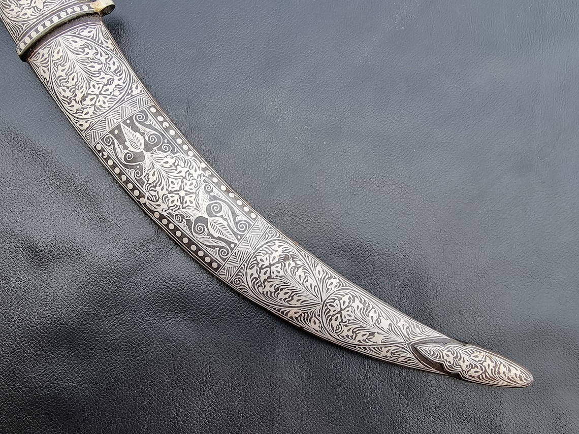 Vintage Indo Persian Parrot Hilt Silver Damascened Large | Etsy